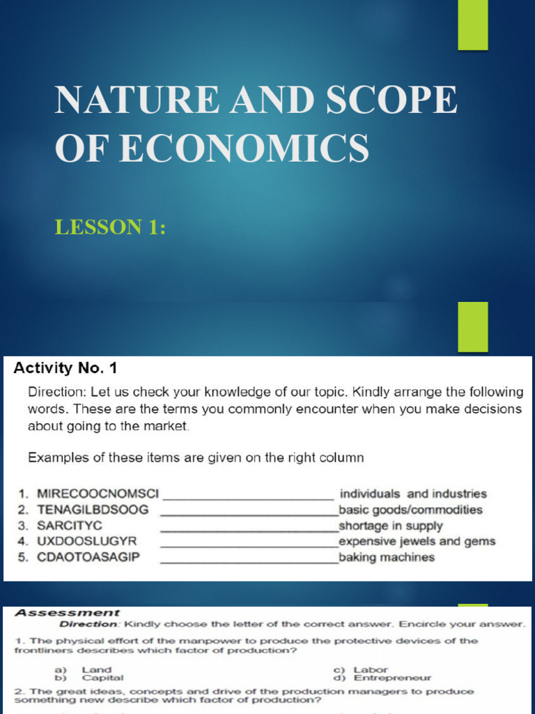 Understanding Economics: Scope & Concepts | PDF | Economics | Factors ...