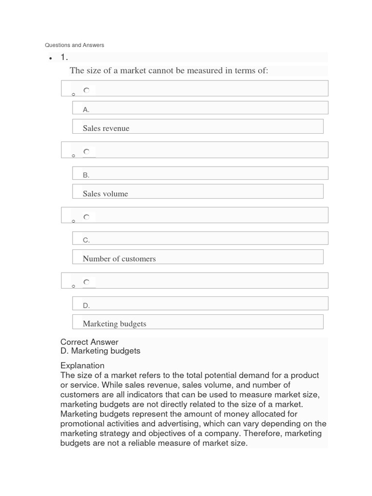 Questions and Answers | PDF | Marketing | Market (Economics)
