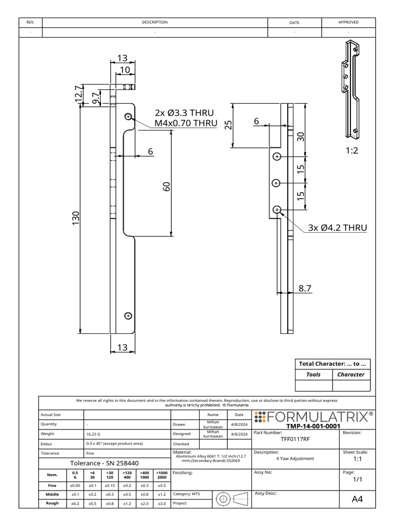 TFF0117RF-X Yaw Adjustment Drawing 1 | PDF | Metals | Materials