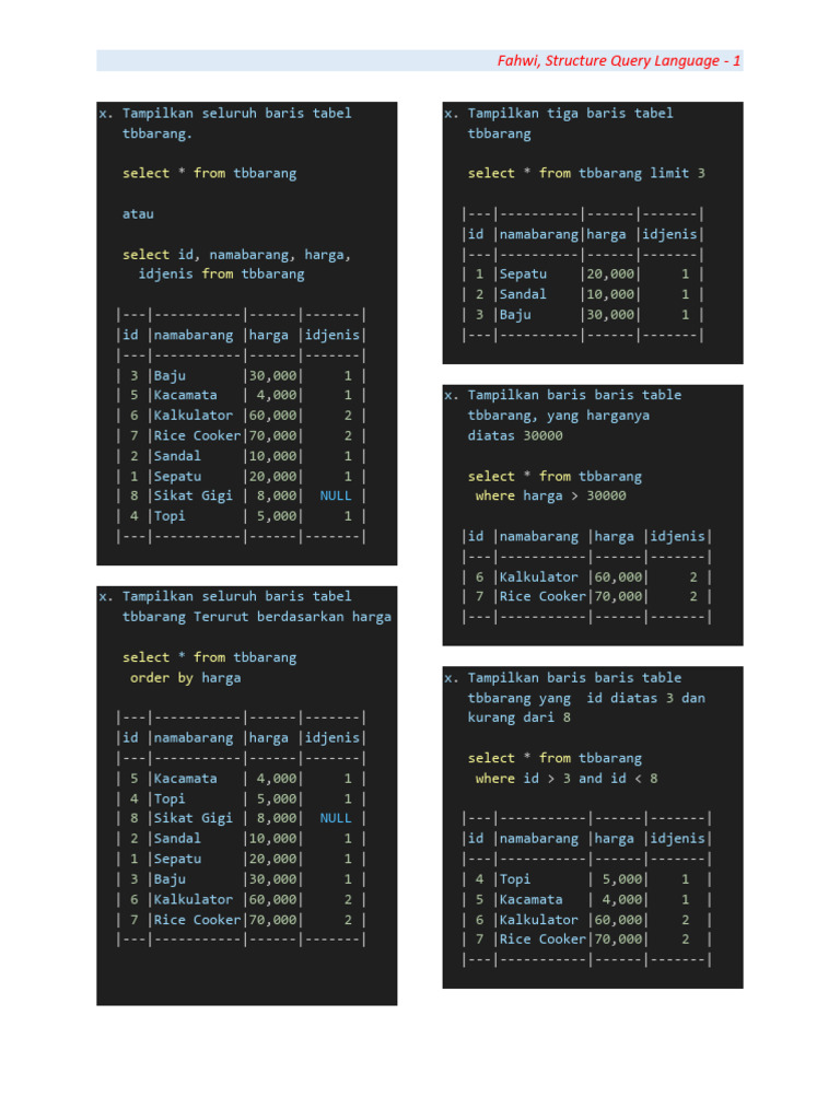 003 STRUCTURE QUERY LANGUAGE | PDF