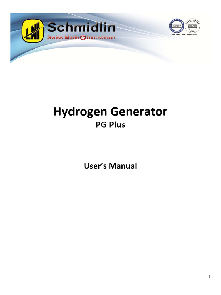 HYDROGEN Grenerator PG Plus | PDF | Electrical Connector | Purified Water