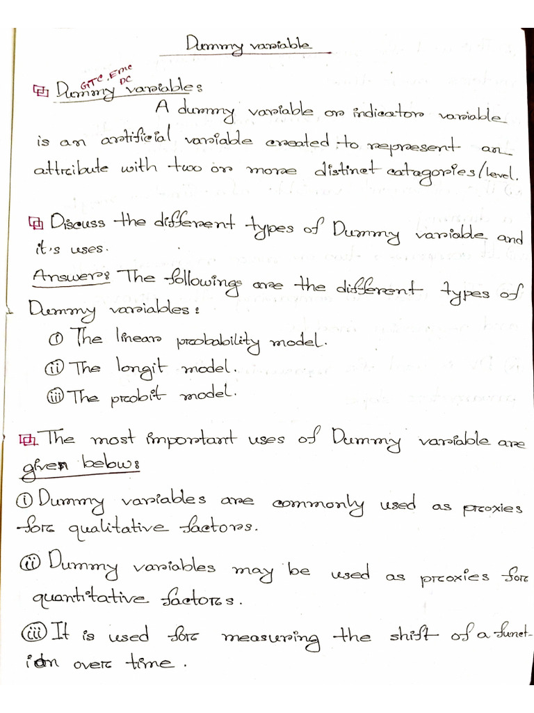 Dummy - Indicator Variable | PDF