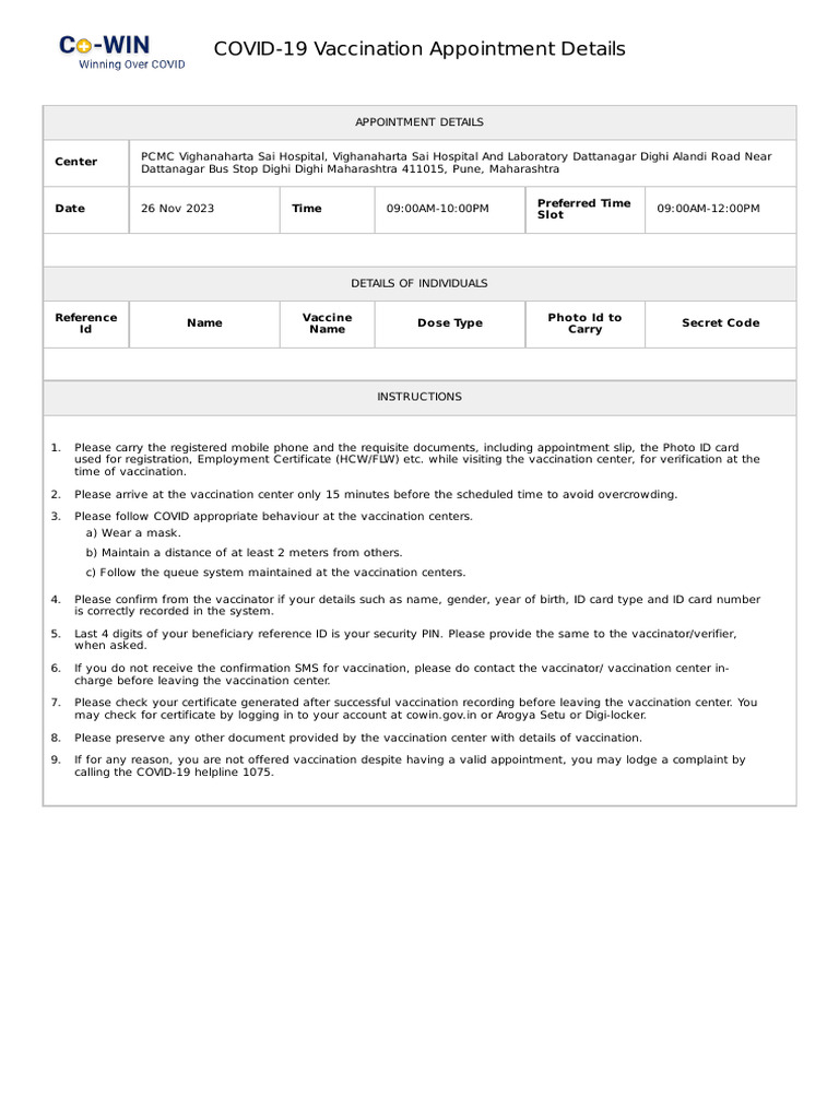 Appointment_slip | PDF | Identity Document | Access Control