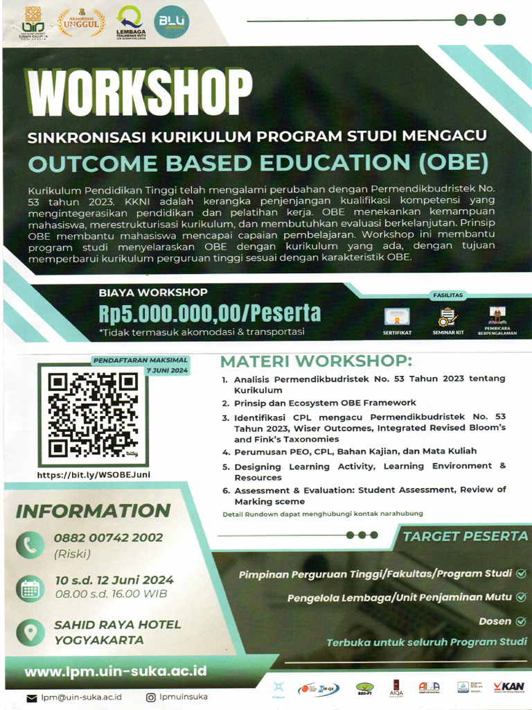 Info Workshop TTG Sinkronisasi Kurikulum Program Study Mengacu OBE | PDF