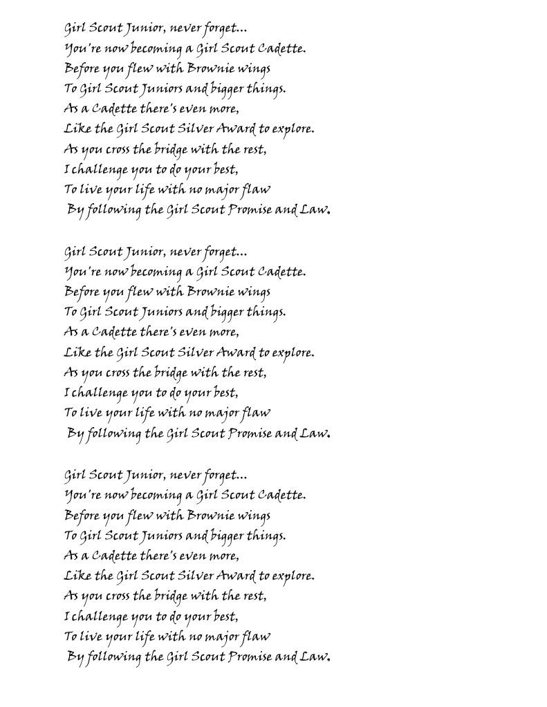 Bridge To Cadette Poem | PDF | Scouting | Non Profit Organizations