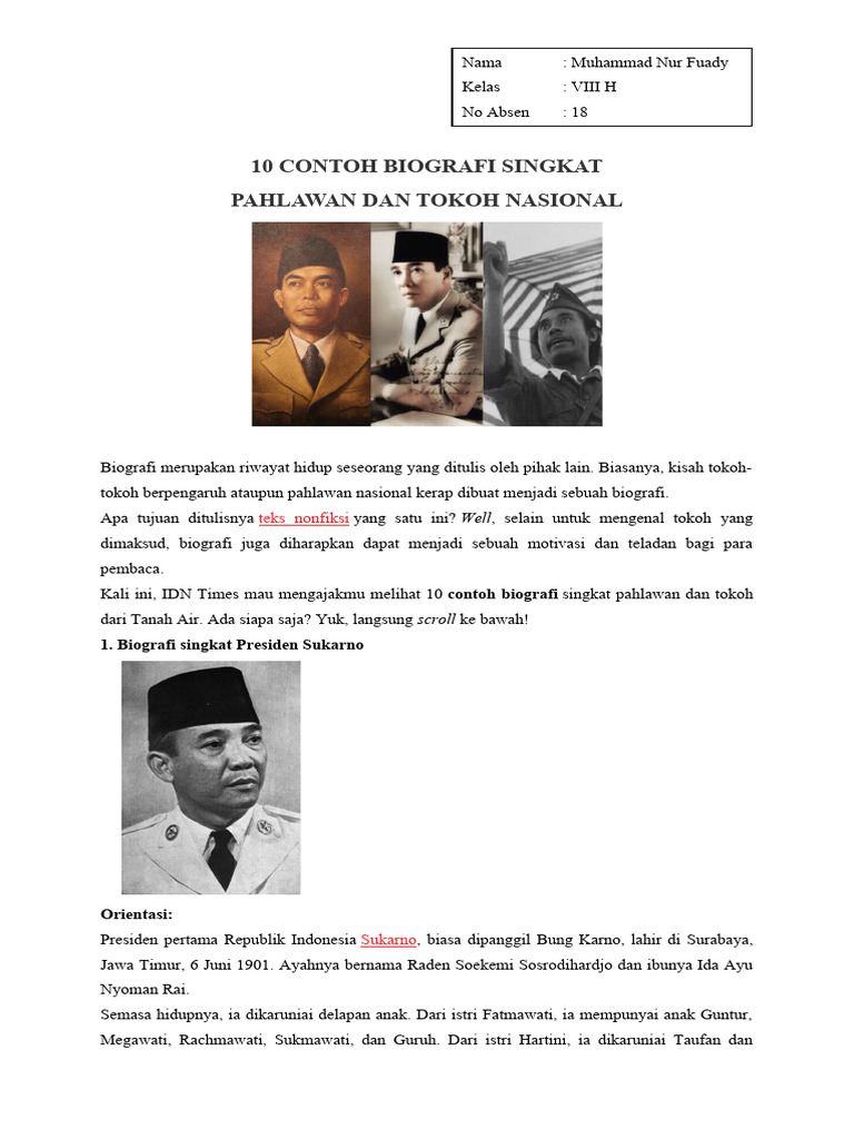10 Contoh Biografi Pahlawan Nasional | PDF
