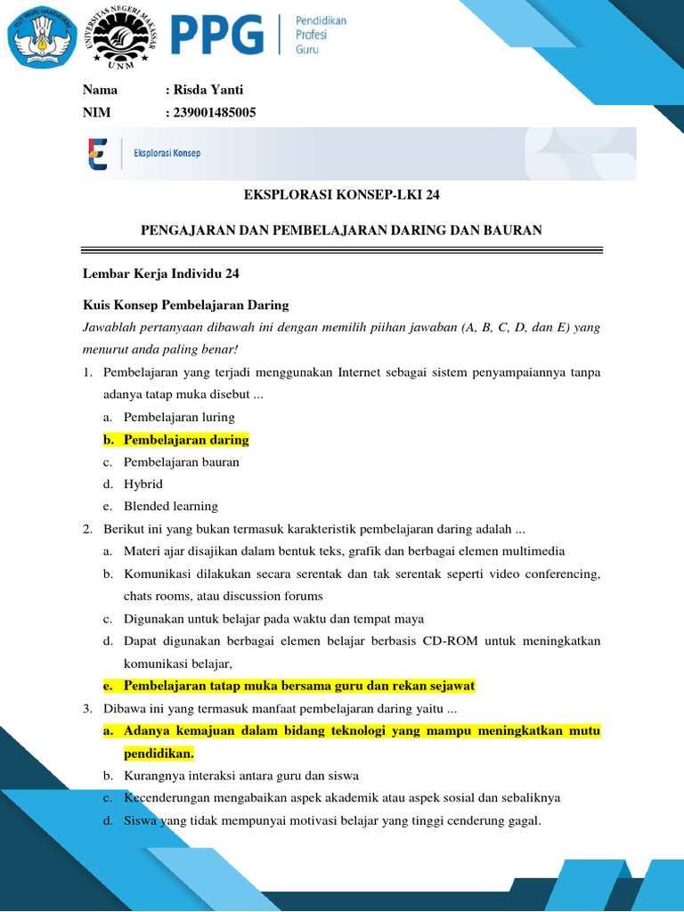 Kuis & Strategi Pembelajaran Daring | PDF | Karier & Perkembangan ...