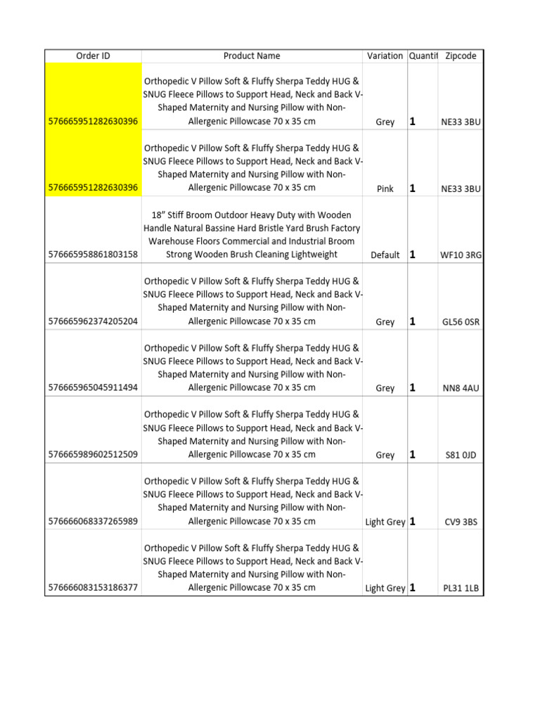 Tiktok Order Sheet 3-5 | PDF | Pillow | Domestic Implements