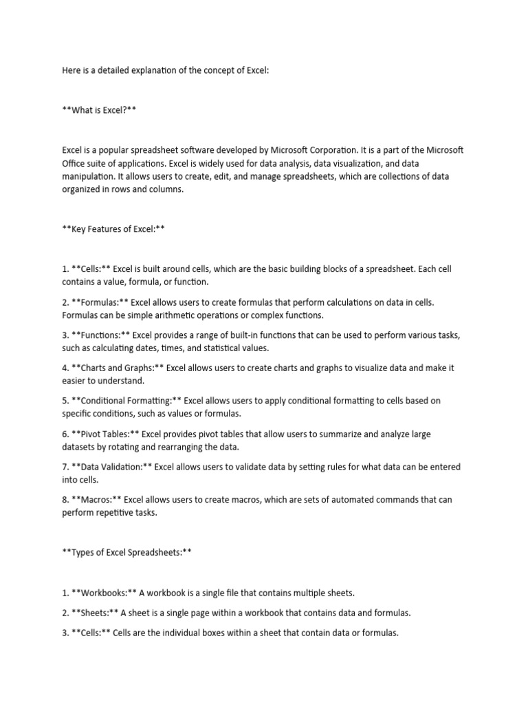 Here Is A Detailed Explanation of The Concept of Excel | PDF ...
