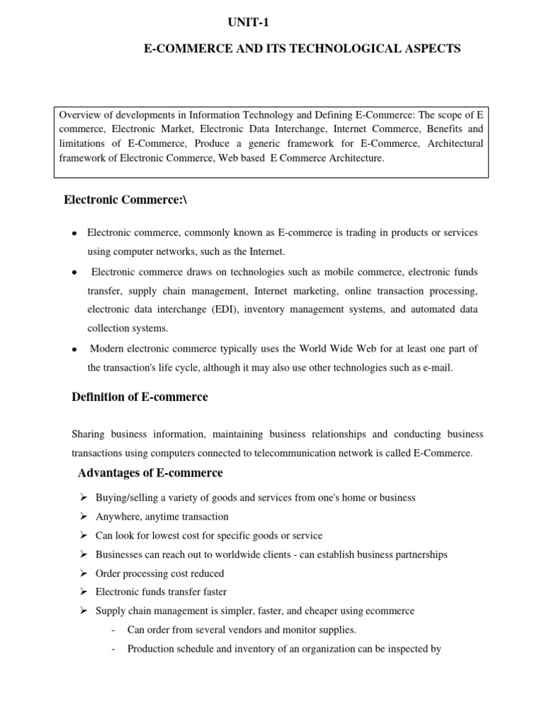 Chapter 1 - Ecommerce | PDF | E Commerce | Electronic Data Interchange