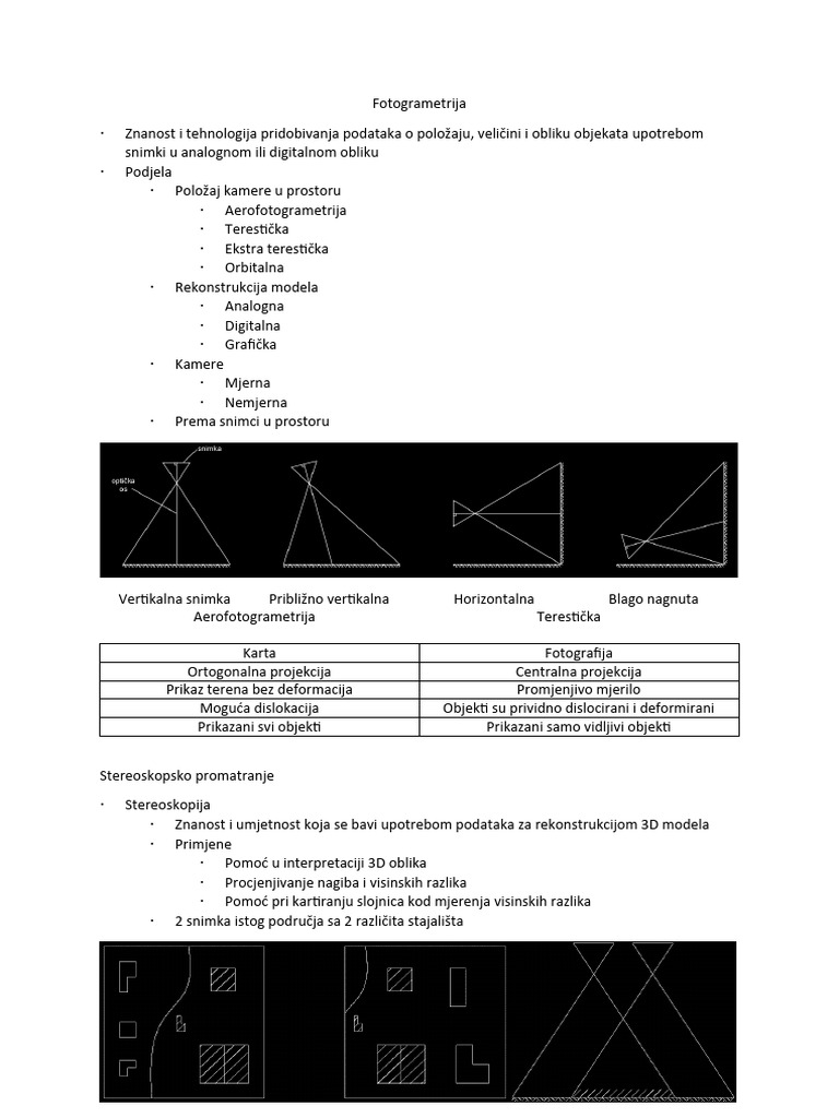 Fotogrametrija 1. Ispit | PDF