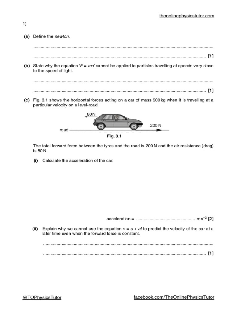 OCR A A-Level Forces Worksheets | PDF