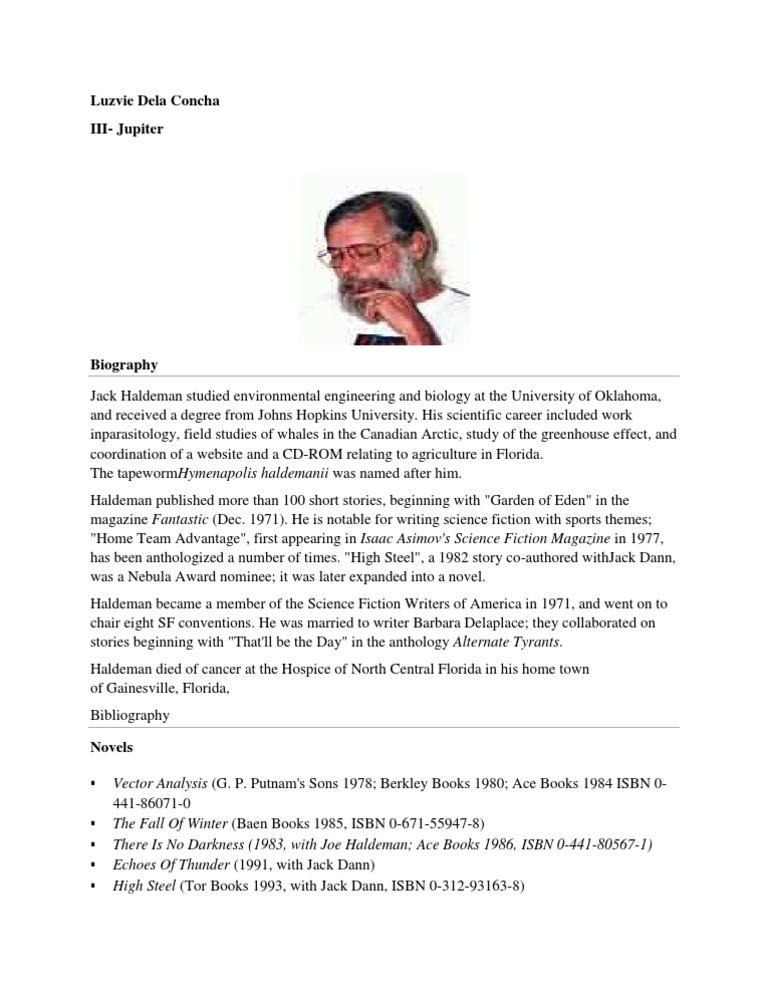 Jack Haldeman: Sci-Fi Author Biography | PDF | Young Adult