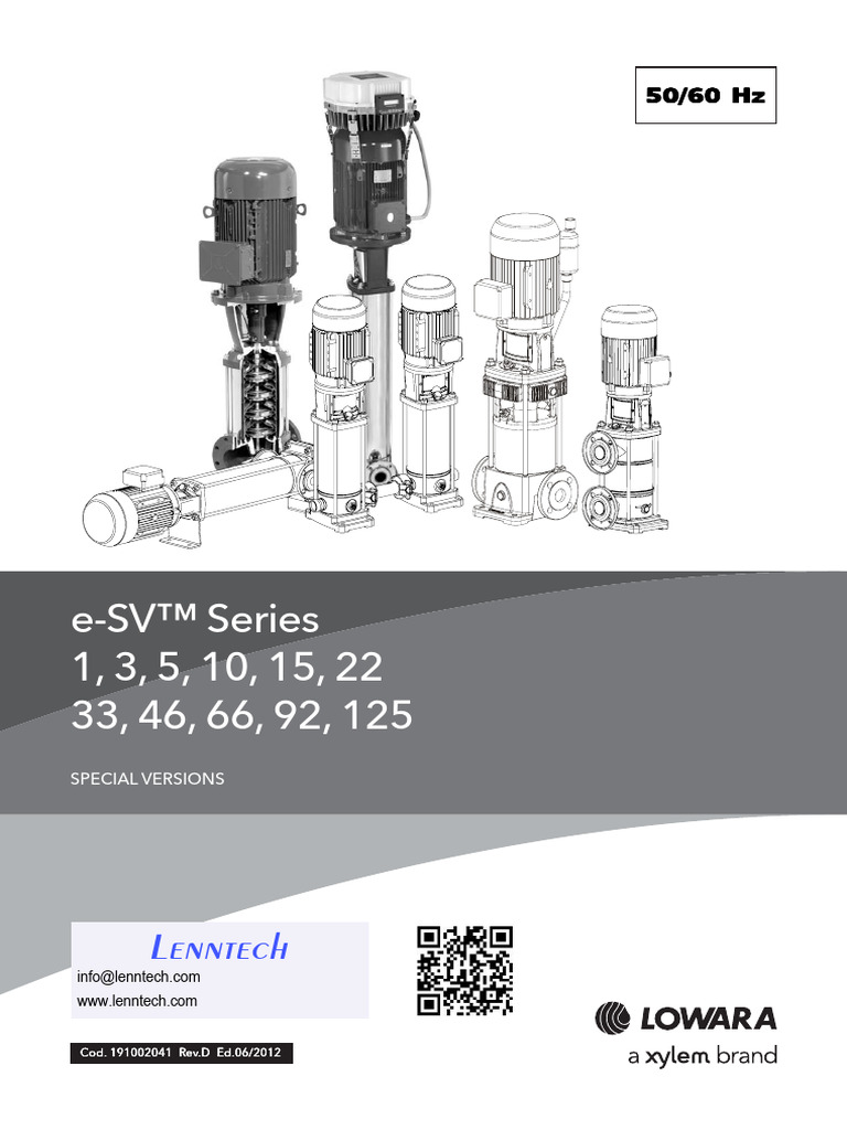 Lowara 15 SV - Presurización Agua Tratada Según Nalco | PDF | Stainless Steel | Cast Iron