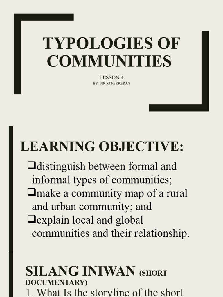 Lesson 4 Typologies of Communities | PDF | Community