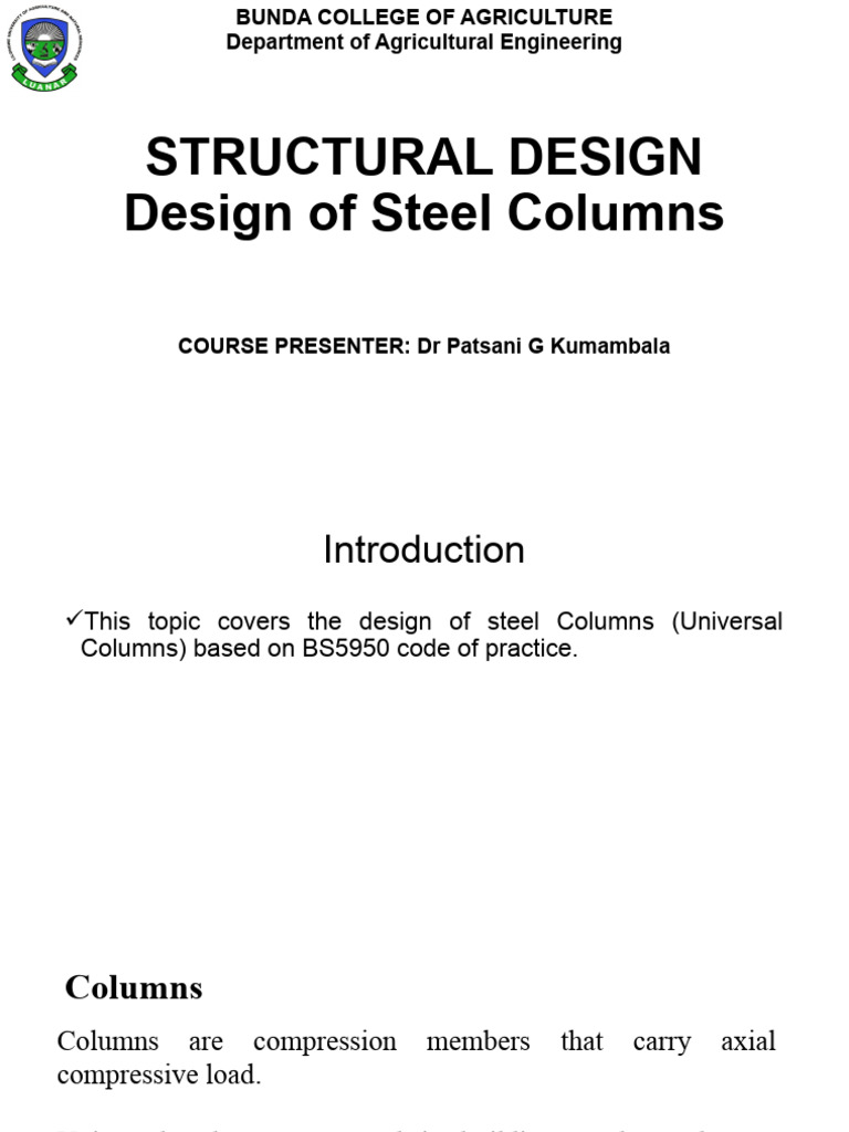 08 Design of Steel Columns | PDF | Buckling | Column