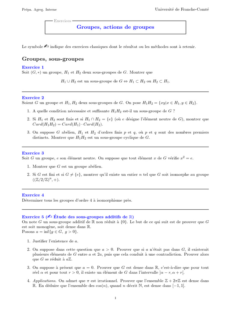 Agreg Interne Exercices Groupes | PDF | Permutation | Groupe ...
