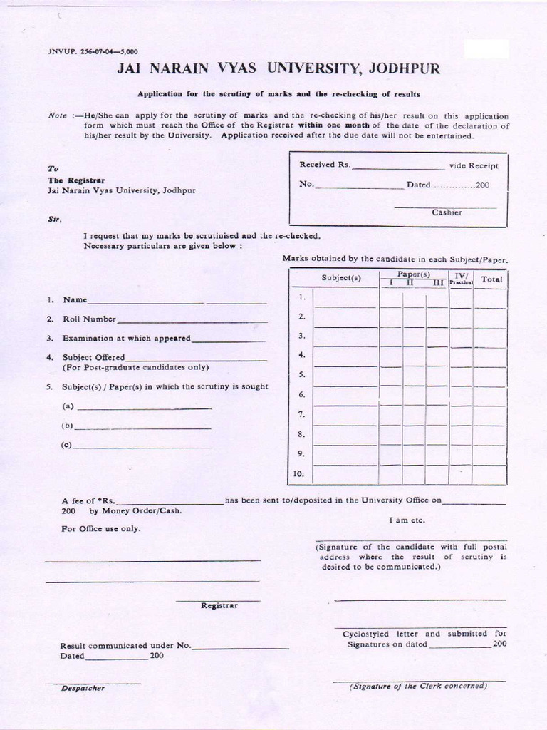 Application Scrutiny Marks The Re Checking Results | PDF