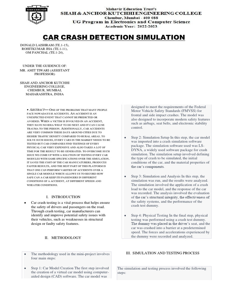 Ieee-paper- Car Crash Simulation (Final) | Download Free PDF | Simulation | Traffic Collision