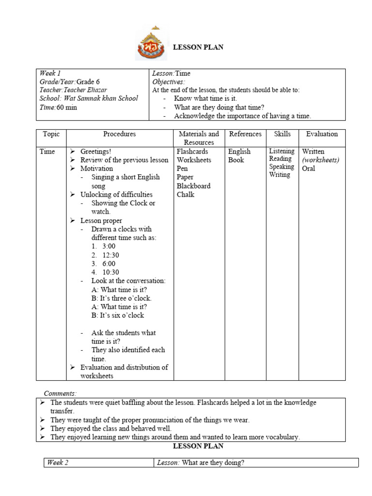 Lesson Plan From Teacher Sam | PDF | Lesson Plan | Vocabulary