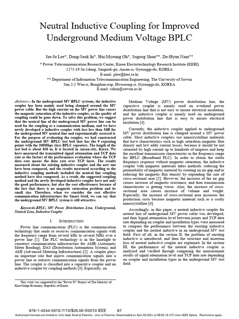 Neutral Inductive Coupler for BPLC | PDF | Inductance | Electric Power ...