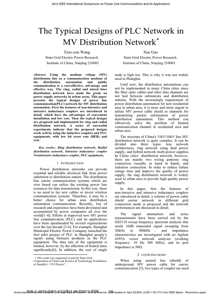 The Typical Designs of PLC Network in | PDF | Electric Power ...