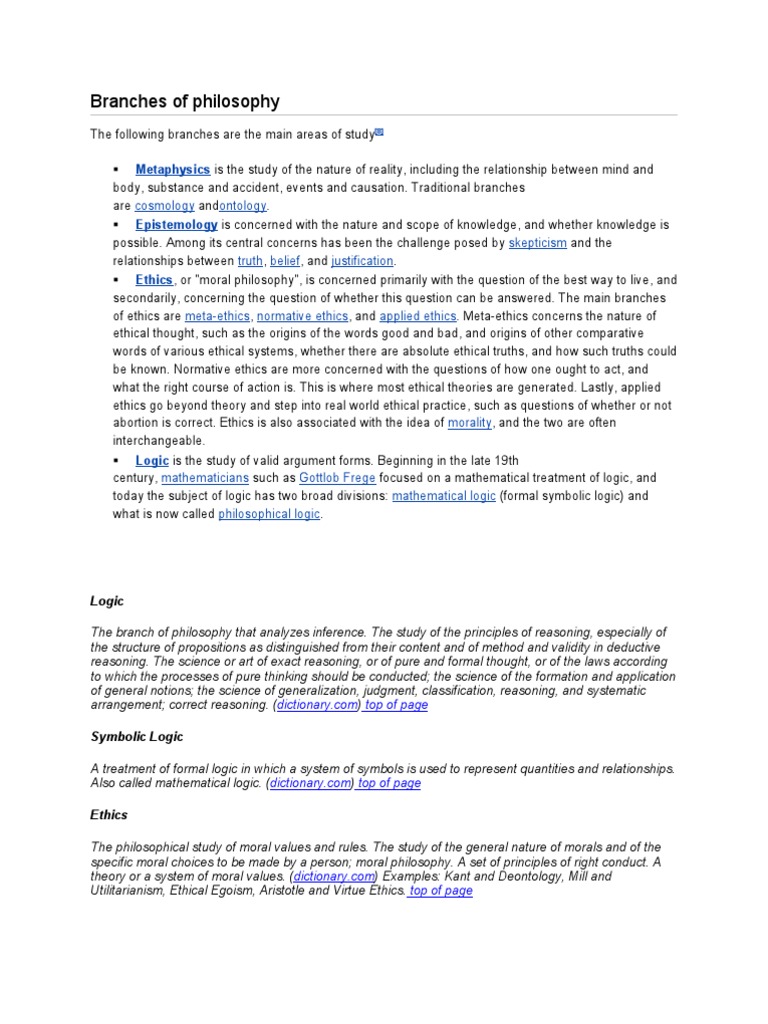 Branches of Philosophy | PDF | Logic | Metaphysics