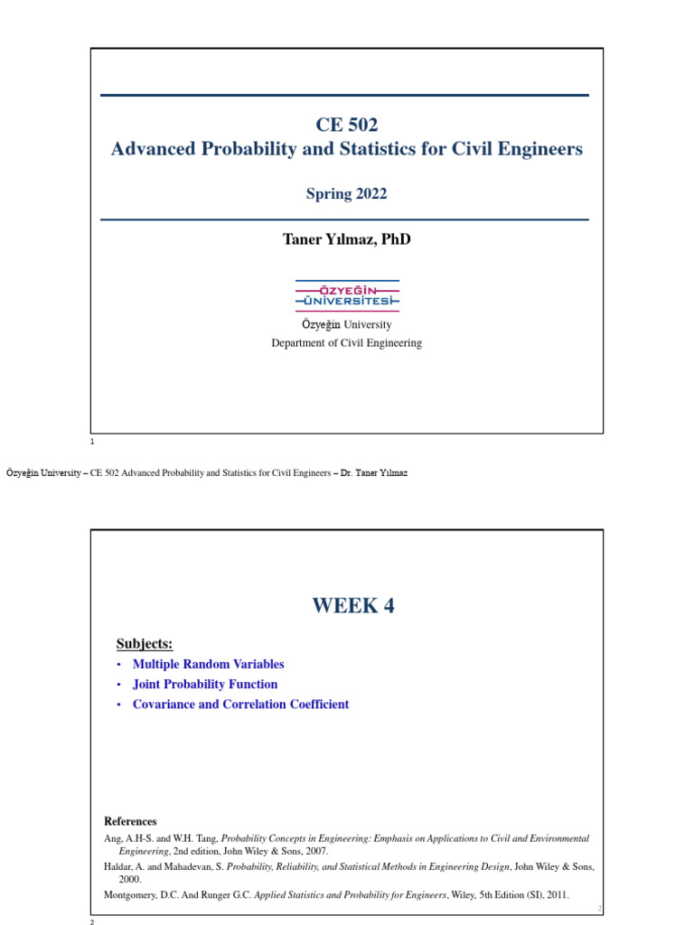 CE502 Week 4 Joint Probability | PDF | Probability Distribution ...