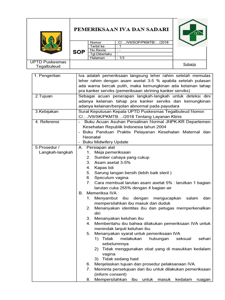 Spo Pemeriksaan Iva Test Rev 1 | PDF