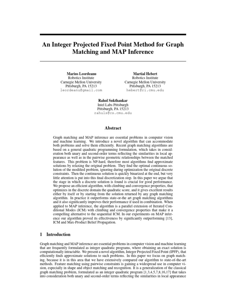 Nips 2009 An Integer Projected Fixed Point Method For Graph Matching 9790