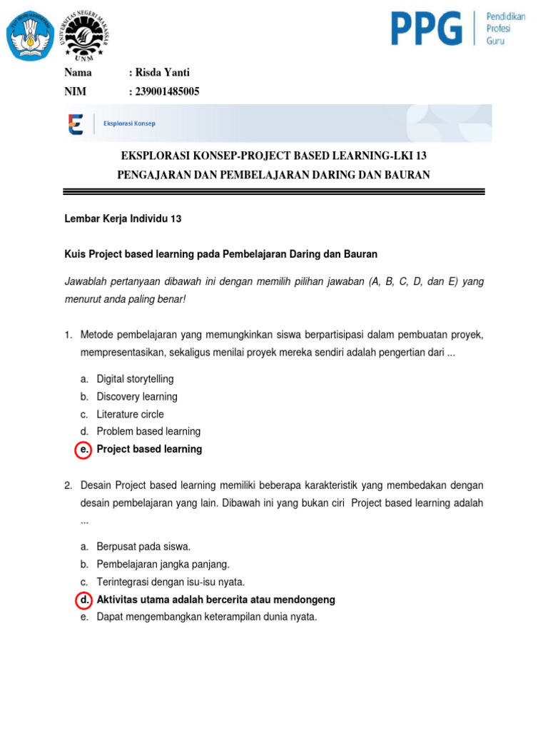 Eksplorasi Konsep-Project Based Learning-Lki 13 | PDF | Bisnis | Seni