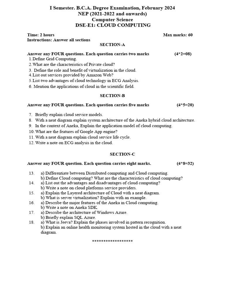 Cloud Computing Question Paper | PDF