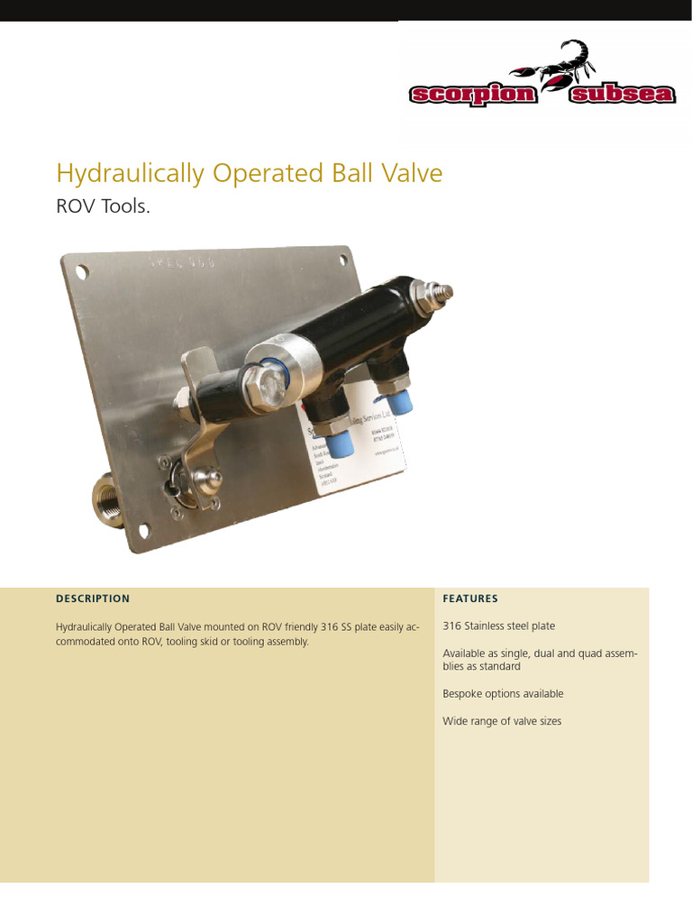 Hydraulic Ball Valve Spec | PDF