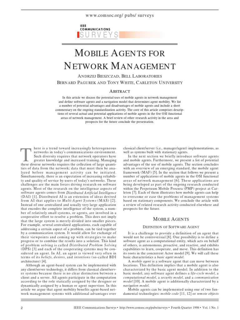Mobile Agents For Network Management | PDF | Computer Network | Common Object Request Broker ...