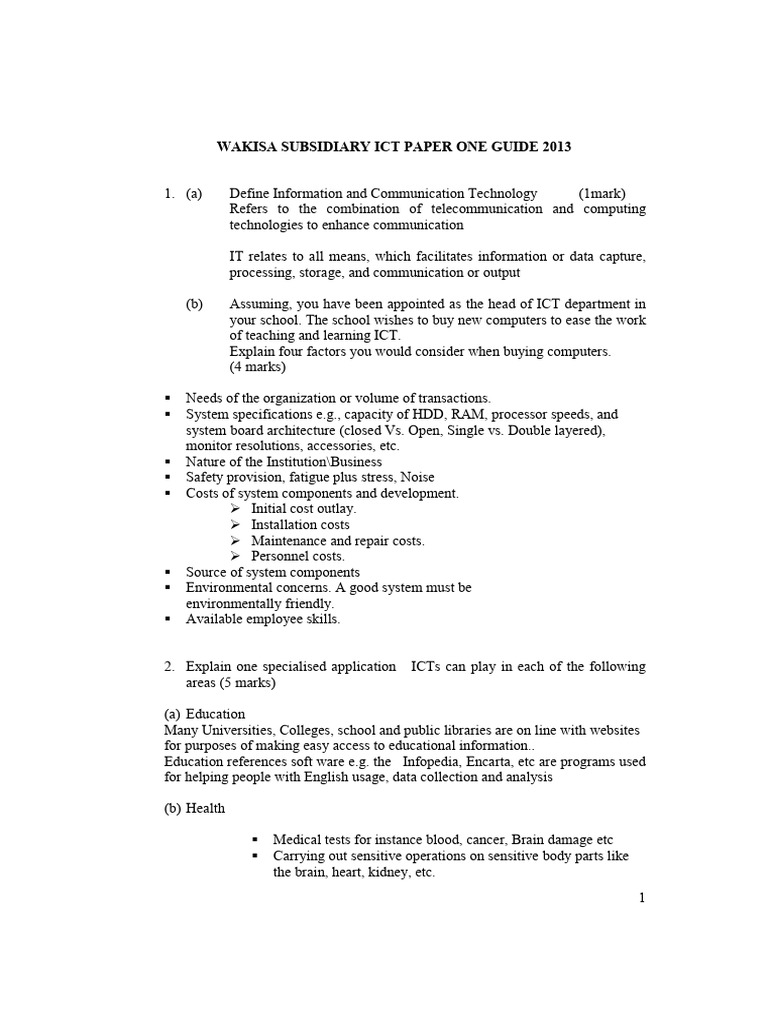 2013 - S6 WAKISSHA Mock Sub ICT P1 | PDF | Computer File | Computer Data Storage