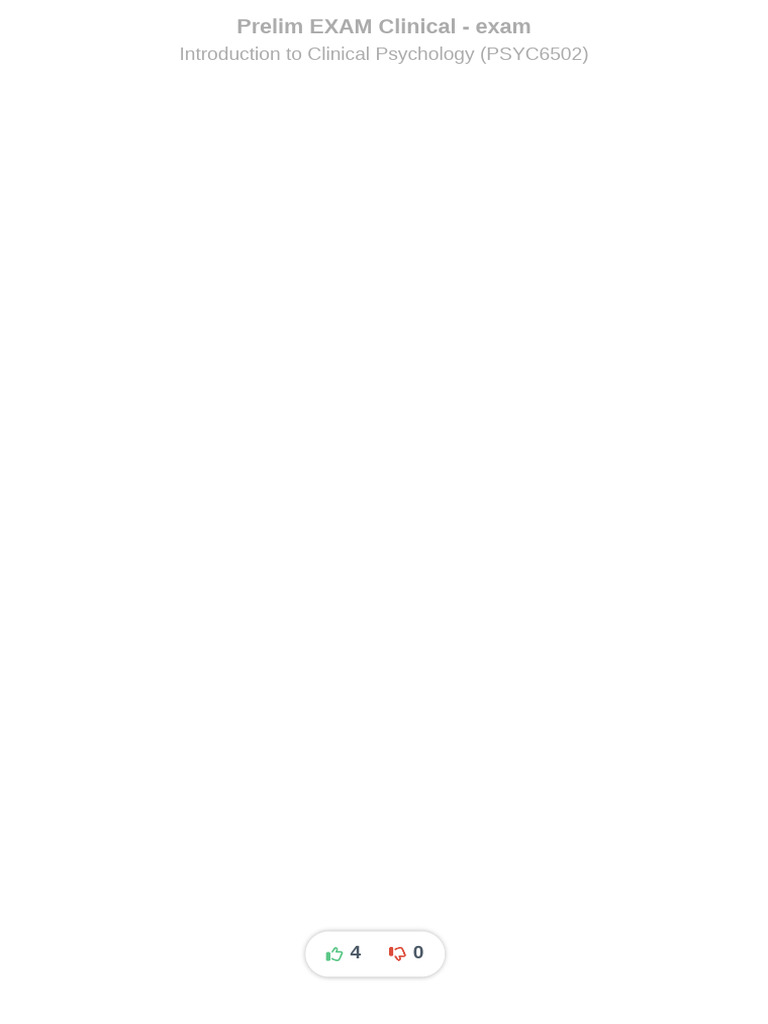 Prelim Exam Clinical Exam | PDF | Psychotherapy | Clinical Psychology