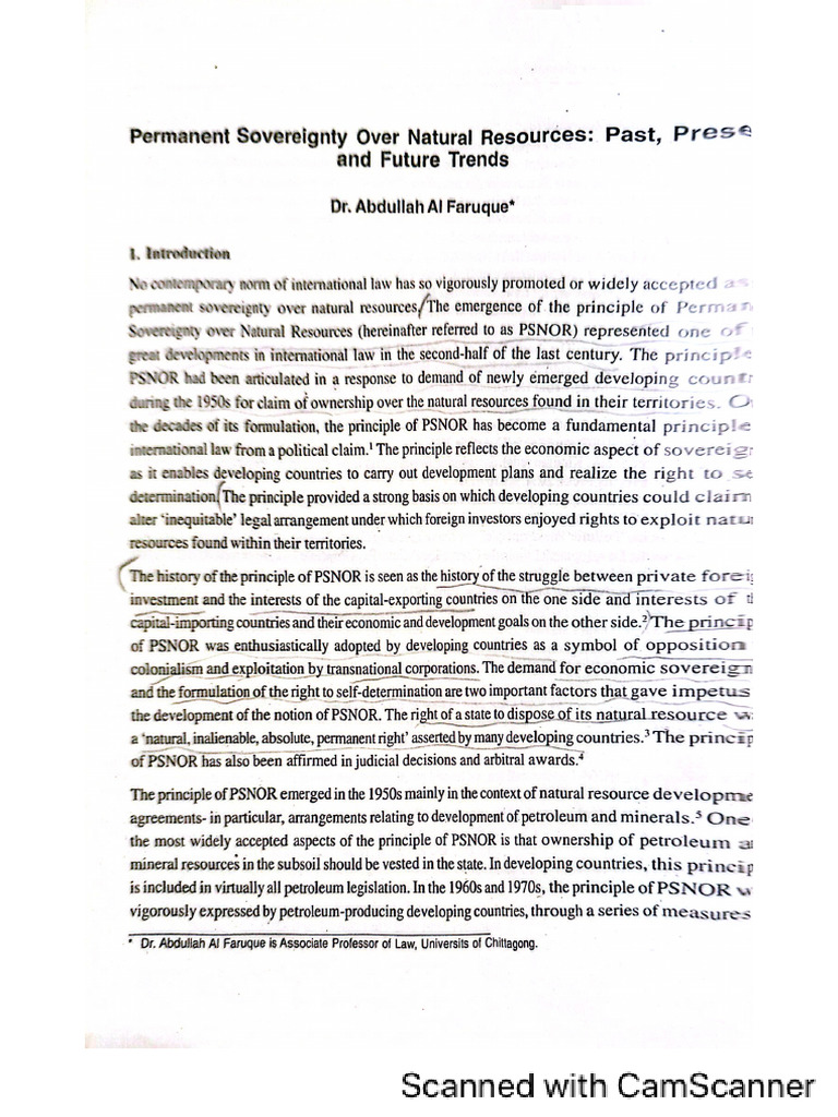 Permanent Sovereignty Over Natural Resorces | PDF
