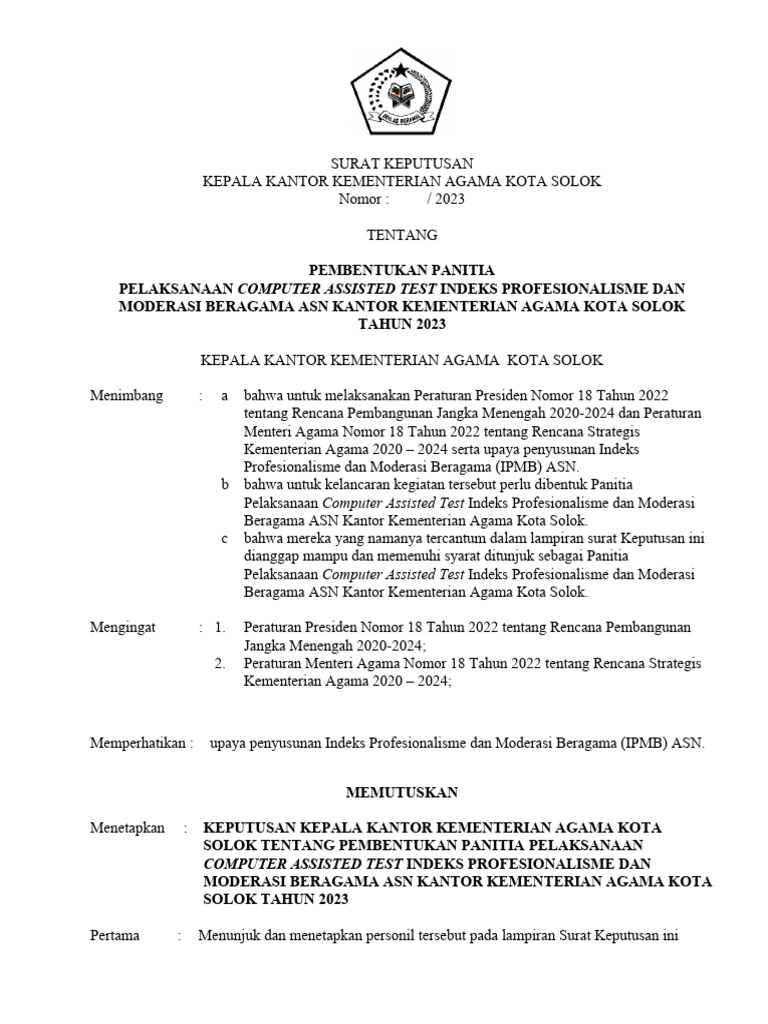 Surat Keputusan Kegiatan | PDF