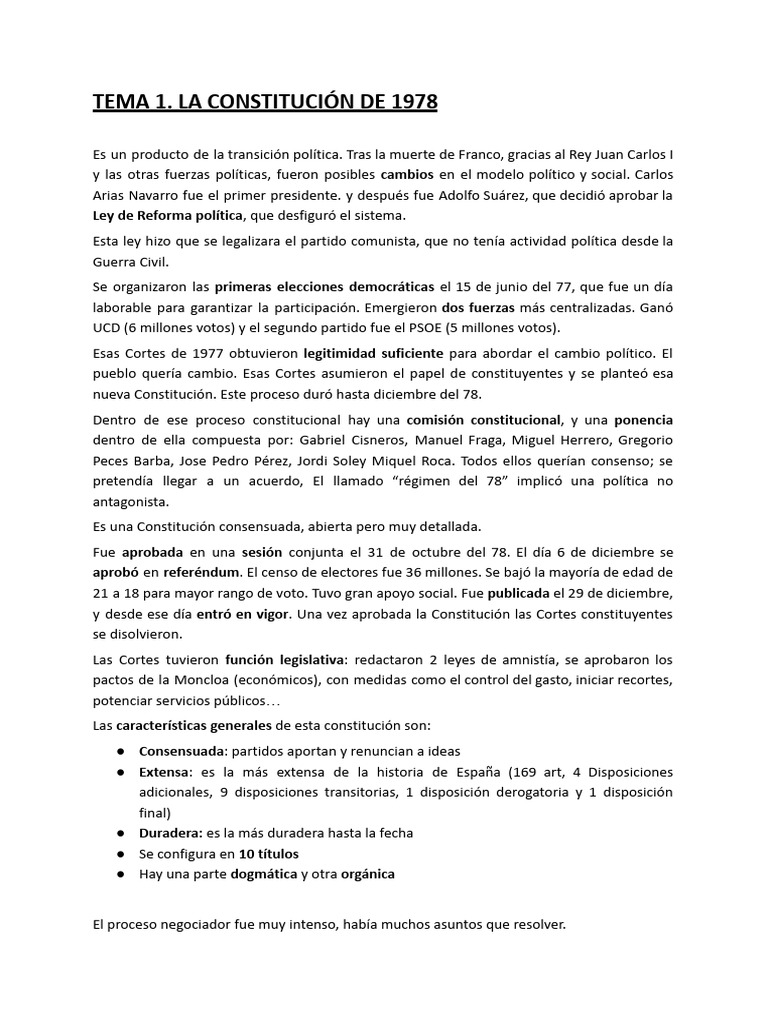 Consti Tema 1 | PDF | Democracia | Ideologías políticas