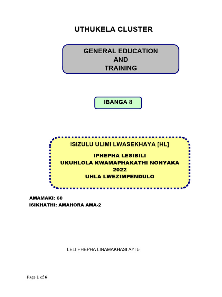 Grade 8 HL Paper 2 June 2024 Memo | PDF