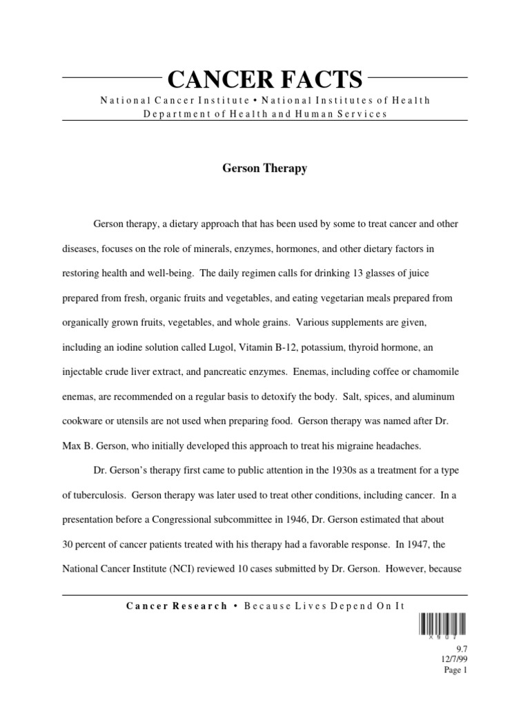 Gerson Therapy | Download Free PDF | Cancer | Diet (Nutrition)