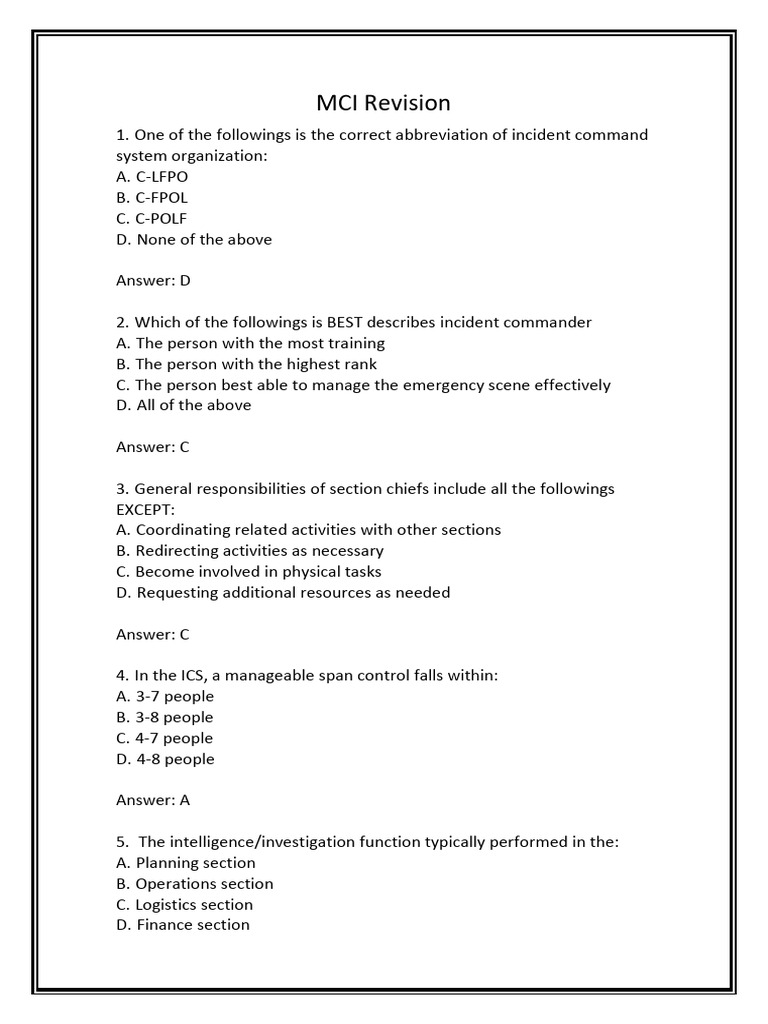 MCI Revision | PDF | Incident Command System | Public Safety