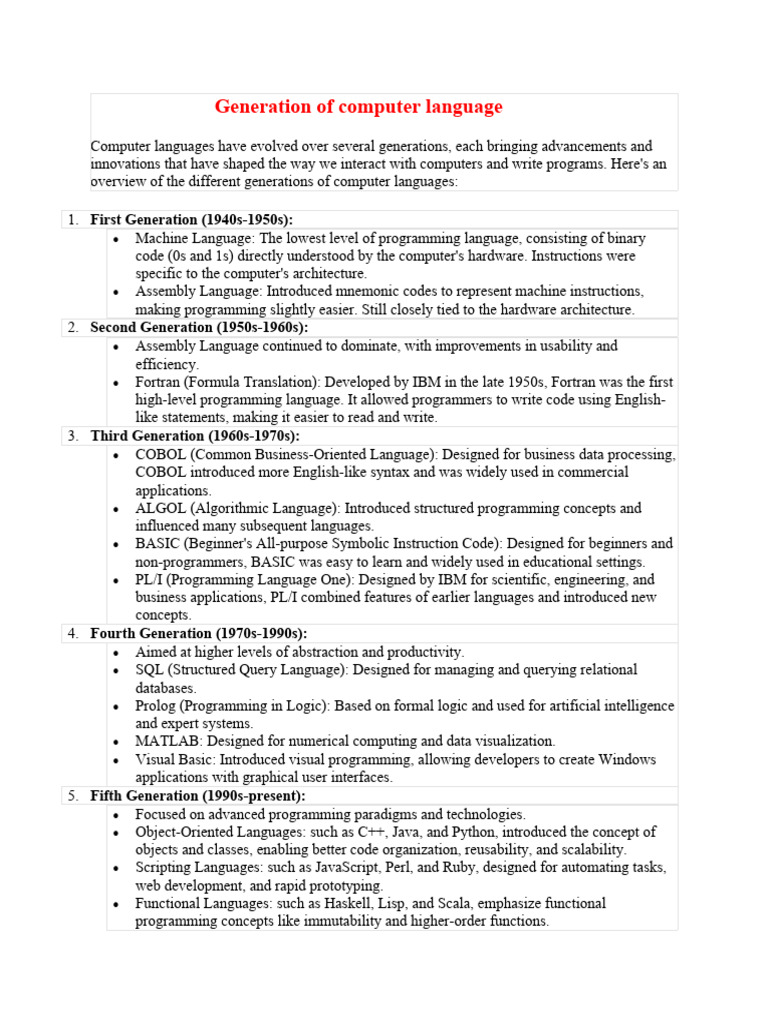 Generation of Computer Language (2) | PDF | Computer Programming | Assembly Language