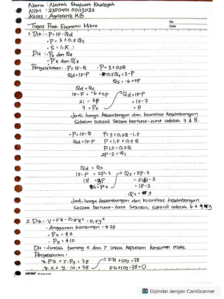 Naurah Shafwah Khalisyah - 235040100113032 - Tugas Prak. Mikro | PDF