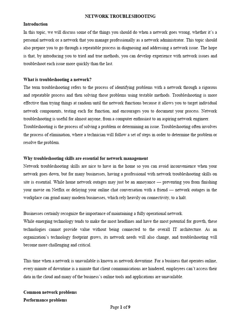 Network Troubleshooting | PDF | Computer Network | Ip Address