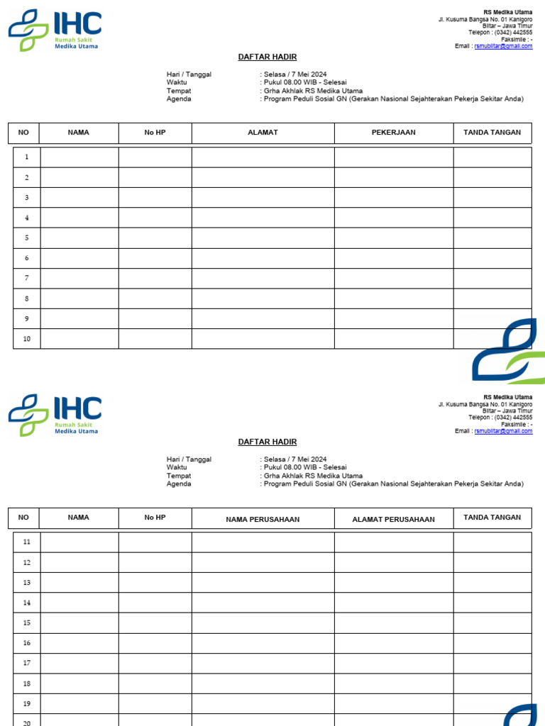 Form Absen Landscape | PDF