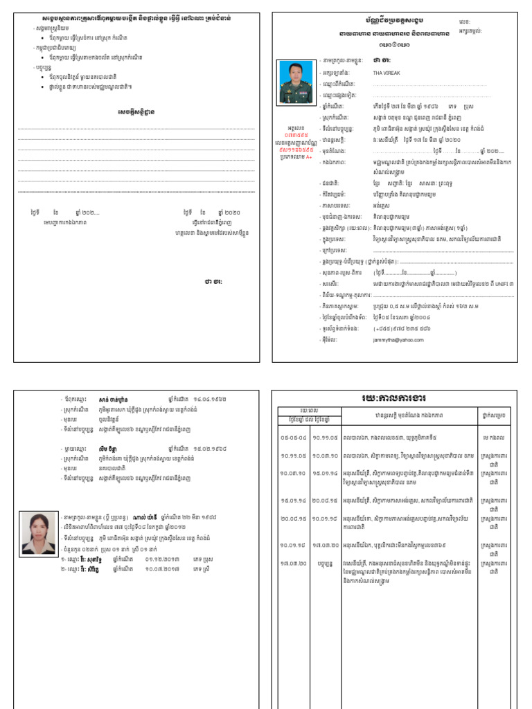 MIL CV ថាវីរៈ | PDF