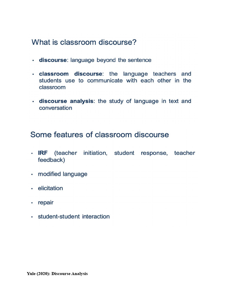 Classroom Discourse Zusammenfassung | PDF | Question | Teachers