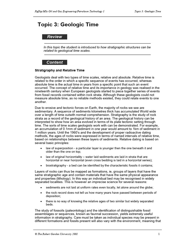 Topic 3 - Geologic Time | PDF | Geology | Stratigraphy