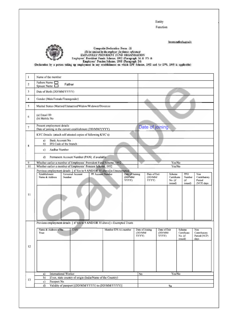 Sample_Form11_PF_New_Declaration | PDF
